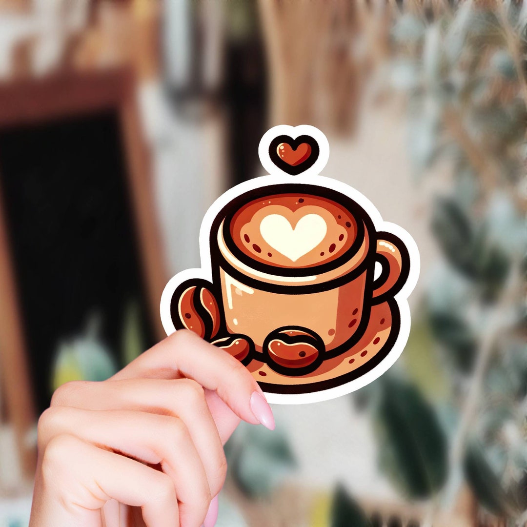Heart Cappuccino Sticker Vinyl Decal for Laptop, Kindle, Hydroflask ...