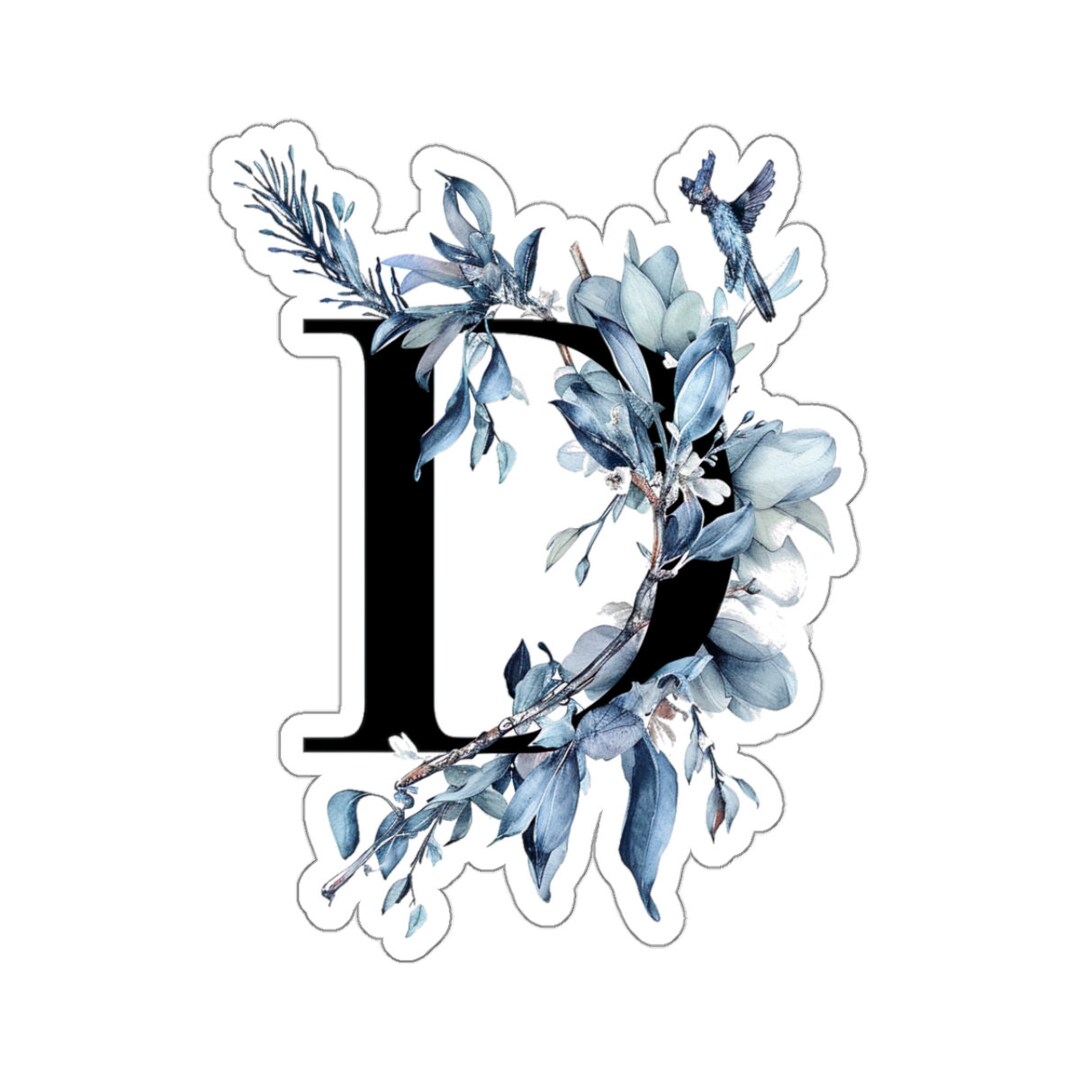 Winter Flower Letter D Vinyl Sticker Monogram Sticker Best Friend Gift ...