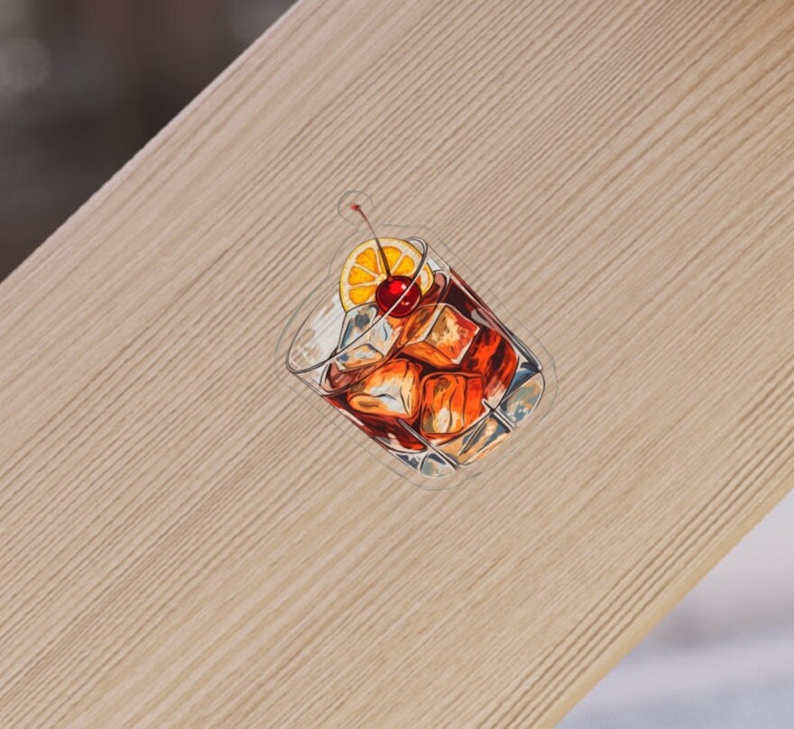 Old Fashioned Cocktail Transparent Sticker Compact Vinyl Decal for ...