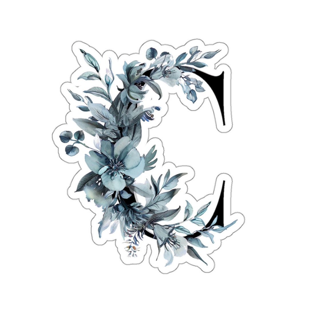Winter Flower Letter C Vinyl Sticker Monogram Sticker Best Friend Gift ...