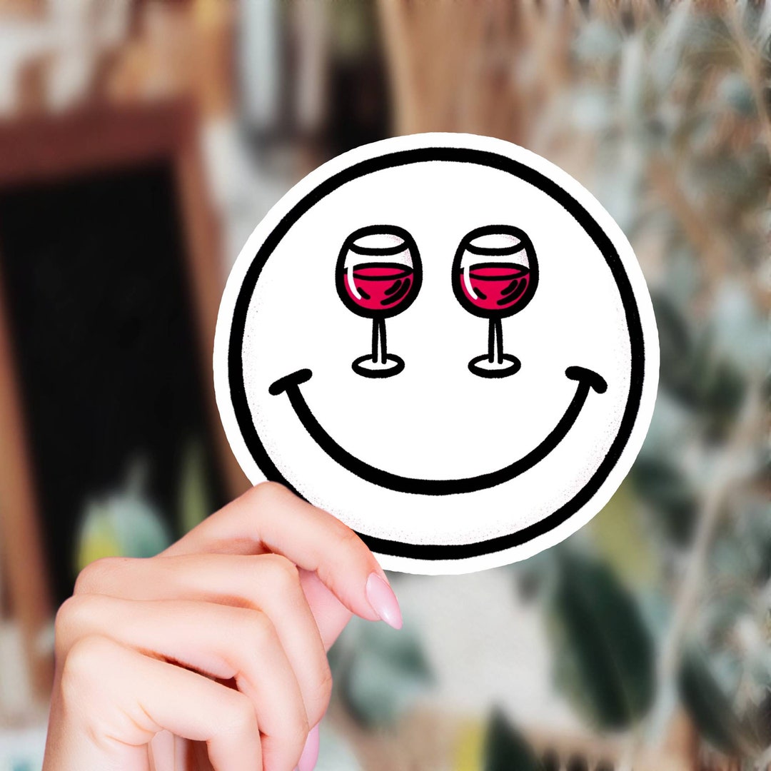 Smiley Wine Sticker Vinyl for Laptop Sticker Kindle Stickers Red Wine ...