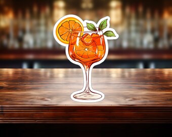Aperol Spritz Cocktail Vinyl Sticker Vivid Die-cut for Drink ...