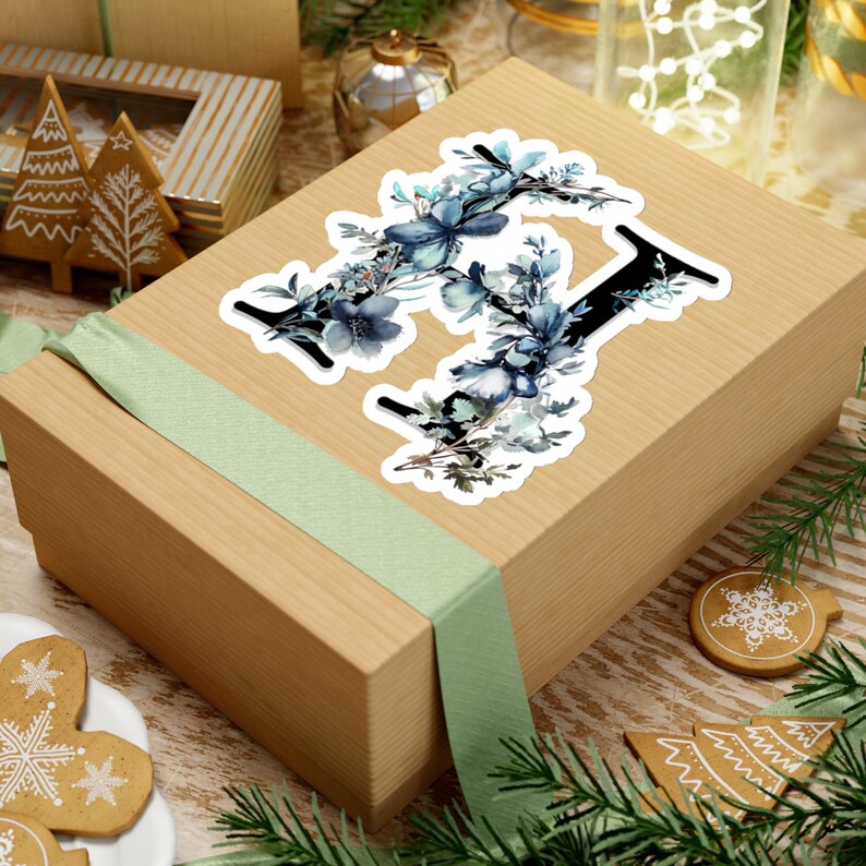 Winter Flower Letter H Vinyl Sticker Monogram Sticker Best Friend Gift ...