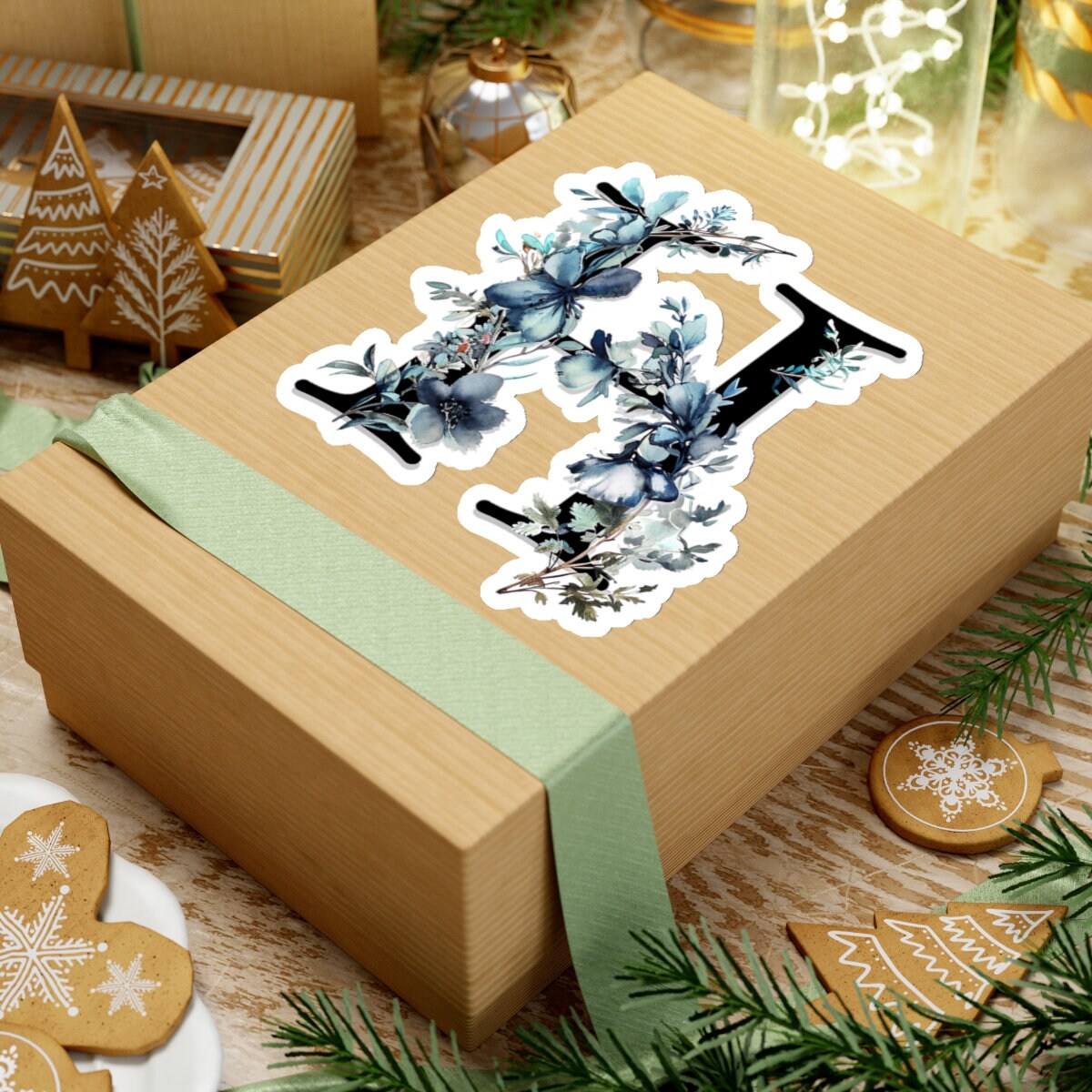 Winter Flower Letter H Vinyl Sticker Monogram Sticker Best Friend Gift ...