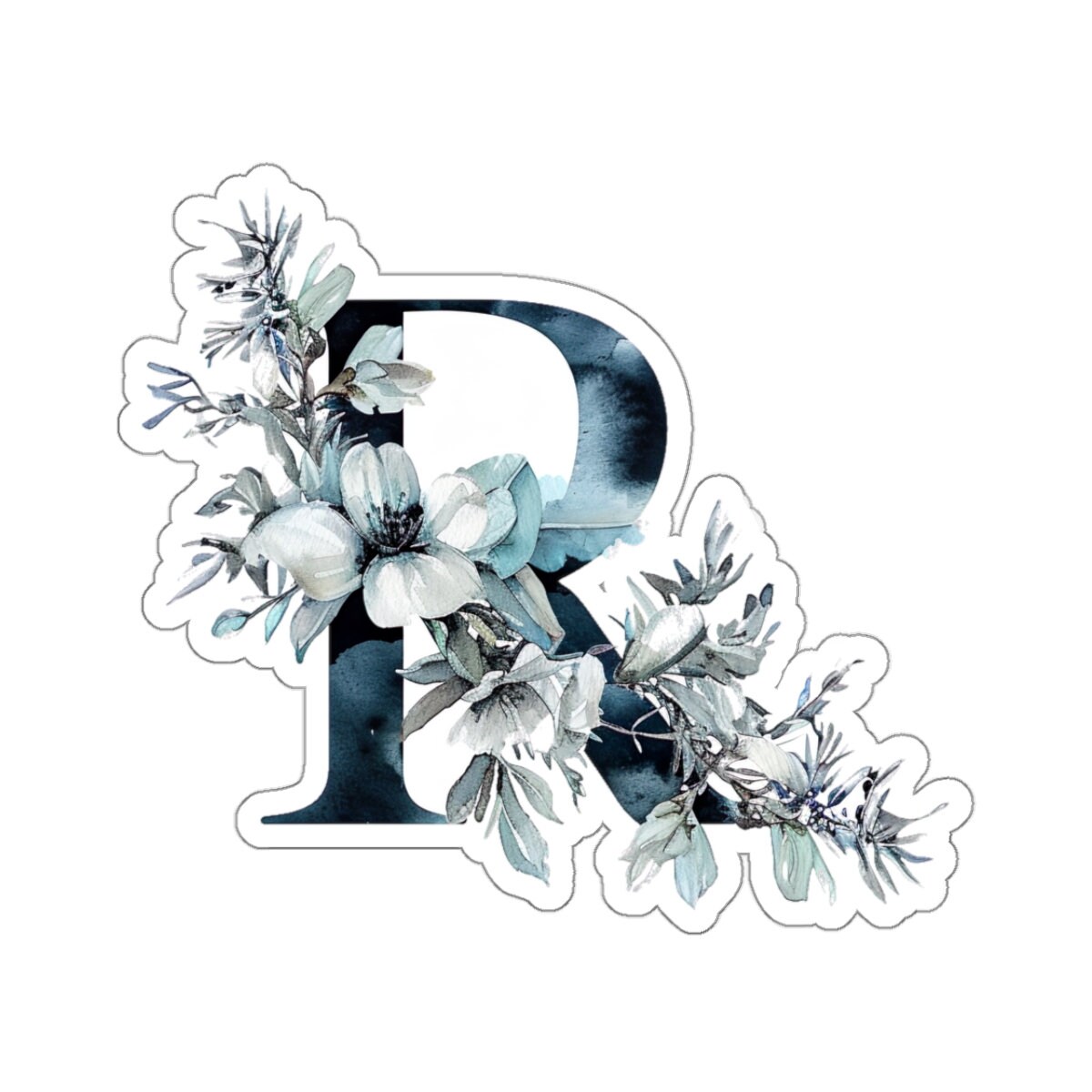 Winter Flower Letter R Vinyl Sticker Monogram Sticker Best Friend Gift ...