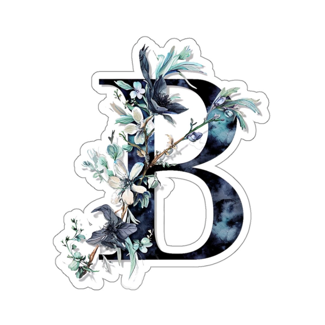 Winter Flower Letter B Vinyl Sticker Monogram Sticker Best Friend Gift ...
