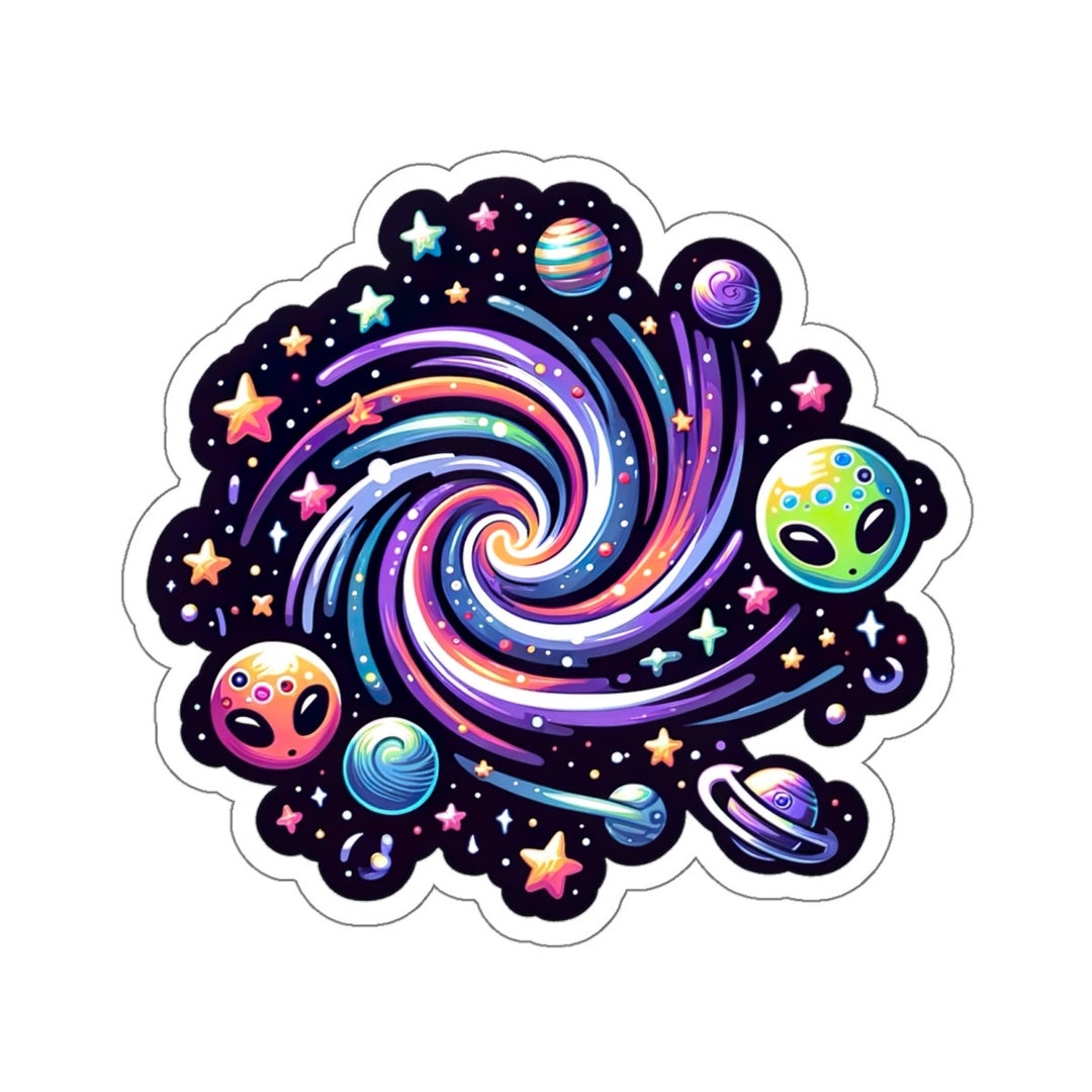 Cool Galaxy Aliens Sticker - Vinyl Decal for Laptop, Kindle, Hydroflask ...