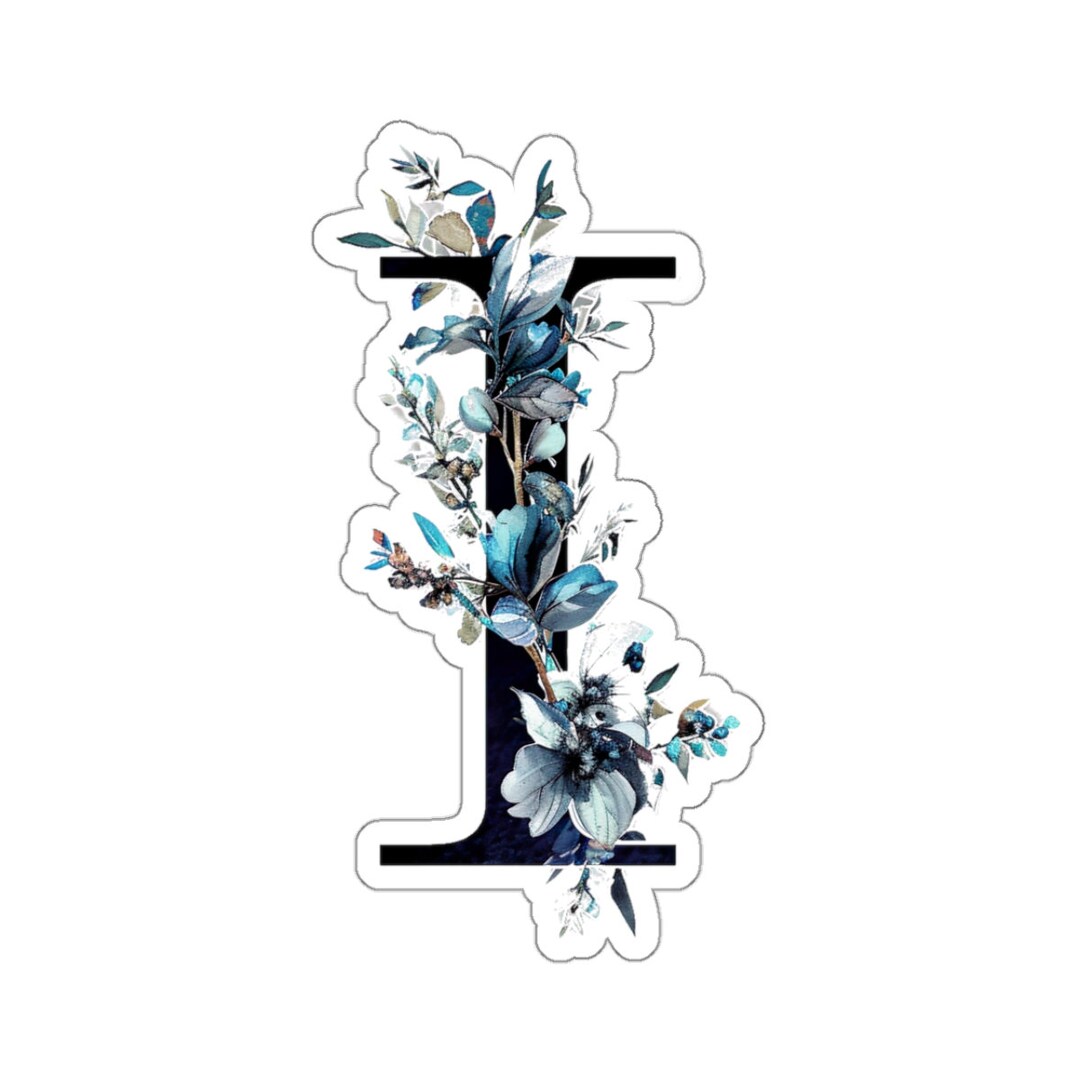 Winter Flower Letter I Vinyl Sticker Monogram Sticker Best Friend Gift ...