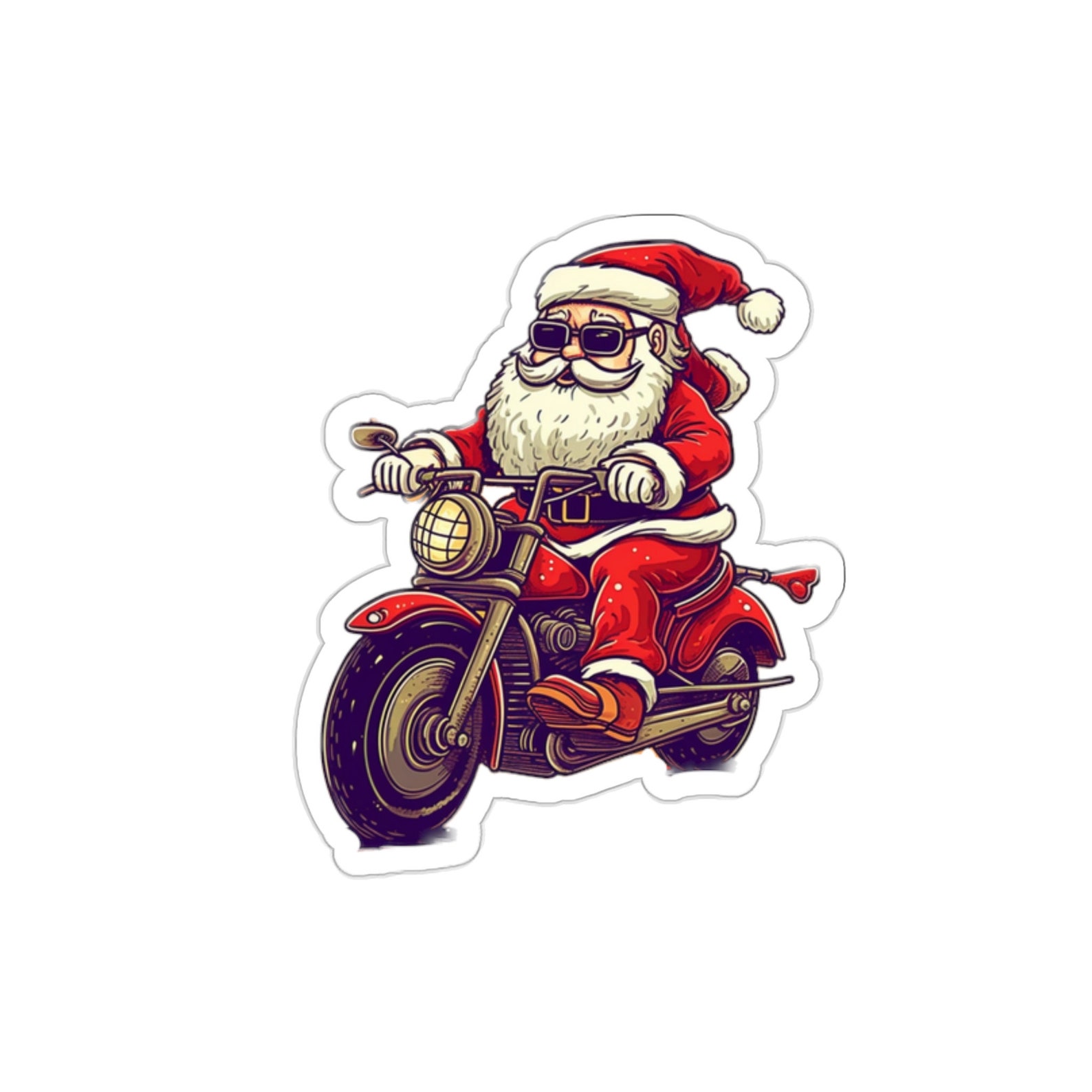Biker Santa Claus Sticker Christmas Decal Compact Vinyl Perfect for ...