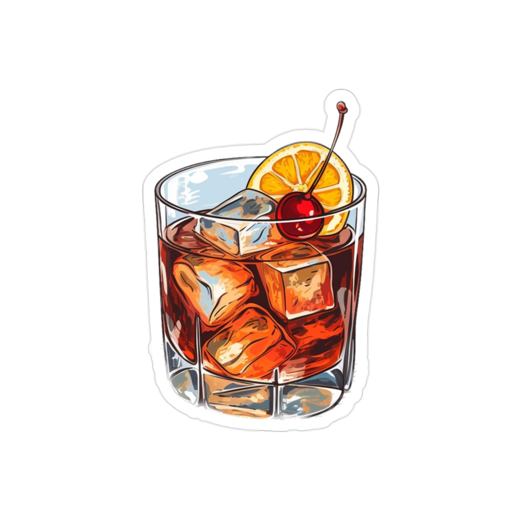 Old Fashioned Cocktail Transparent Sticker Compact Vinyl Decal for ...