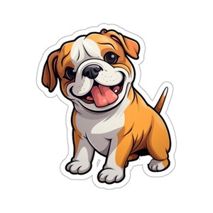 Goofy Bulldog Puppy Cartoon Sticker - Compact Vinyl Decal for Laptop ...