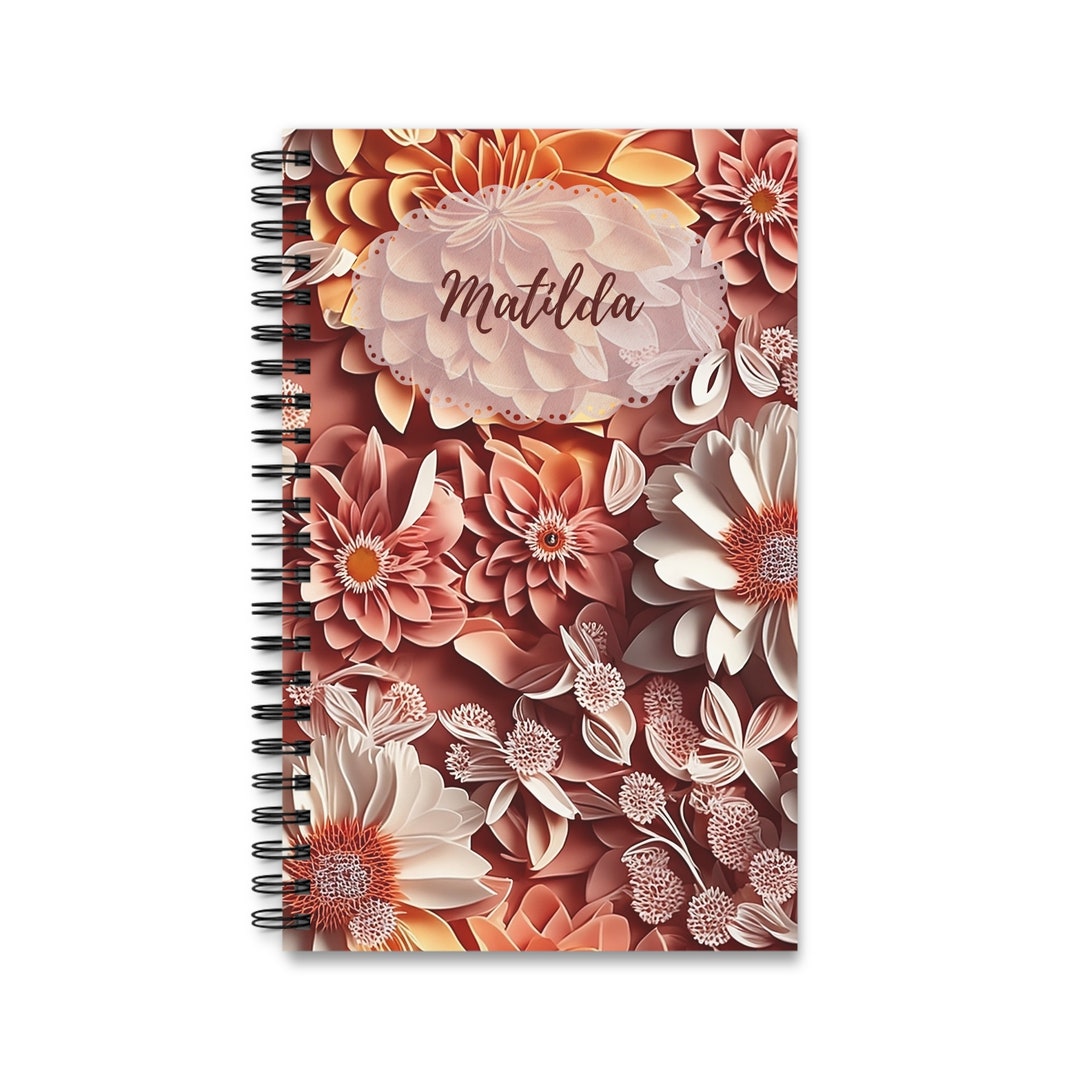 Beautiful Spiral Notebook, Paper Flower 3D, Customizable - Etsy
