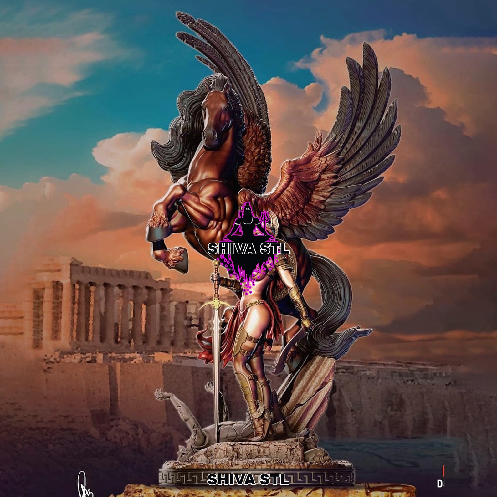 Pegasus & Perseus Diorama STL 3D Figure Pegasus and Perseus - Etsy UK