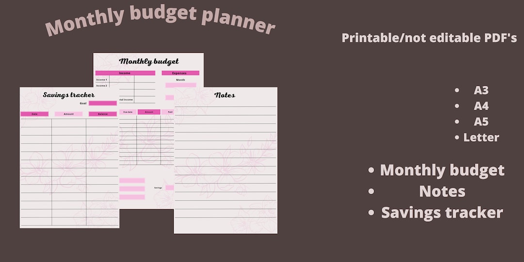 PINK Budget Planner Printable, Finance Tracker, Finance Planner ...