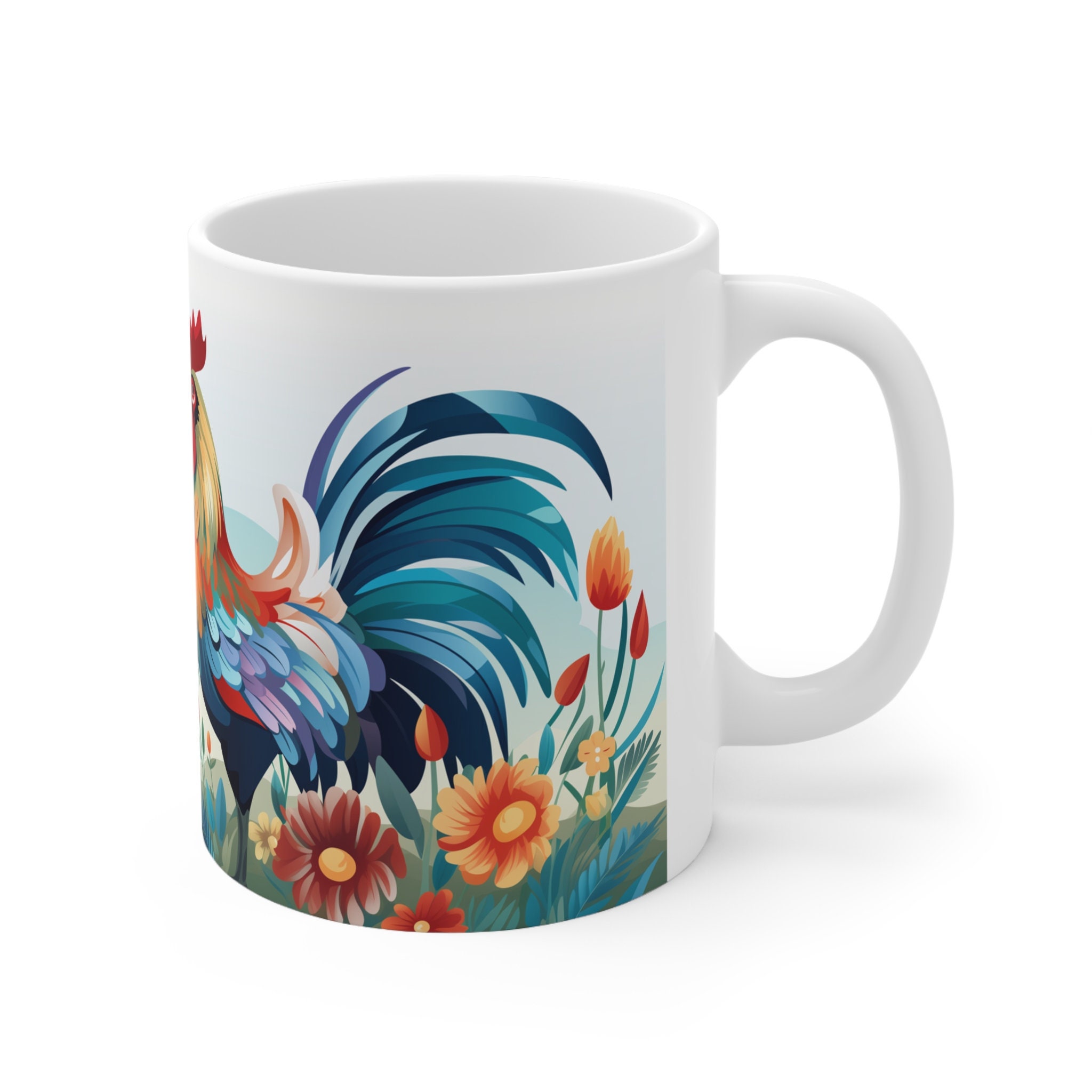 Rooster Birds Mug Ceramic Tea Mug Decorated Roosters Painting - Etsy