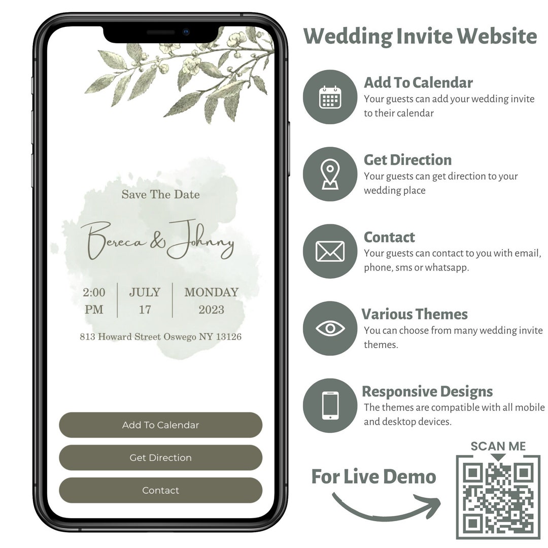 Digital Wedding Invitation Website & RSVP QR Code Maps - Etsy