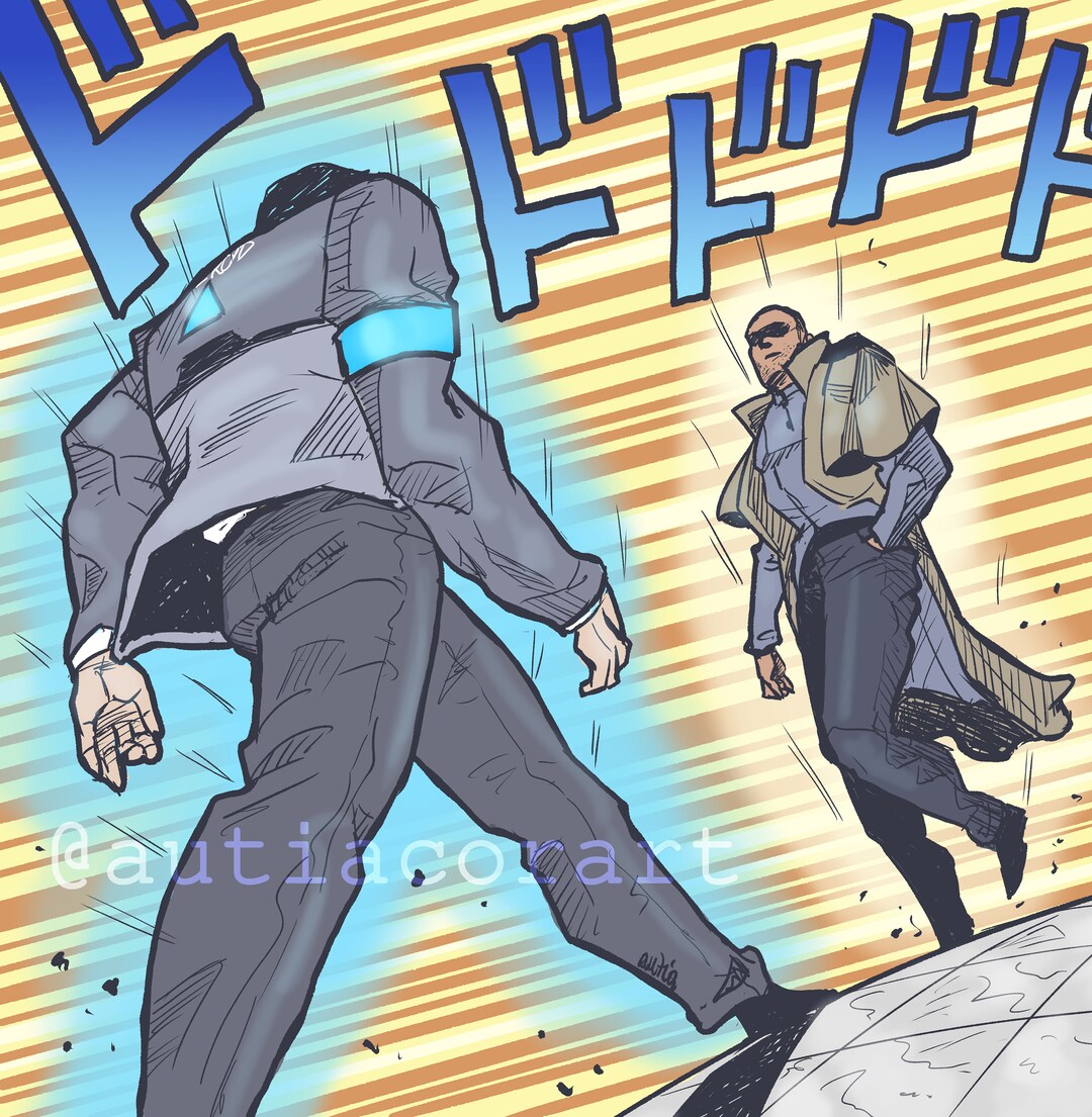 JOJO X DBH Art Print Connor Vs Markus Detroit Become Human Fanart Meme ...