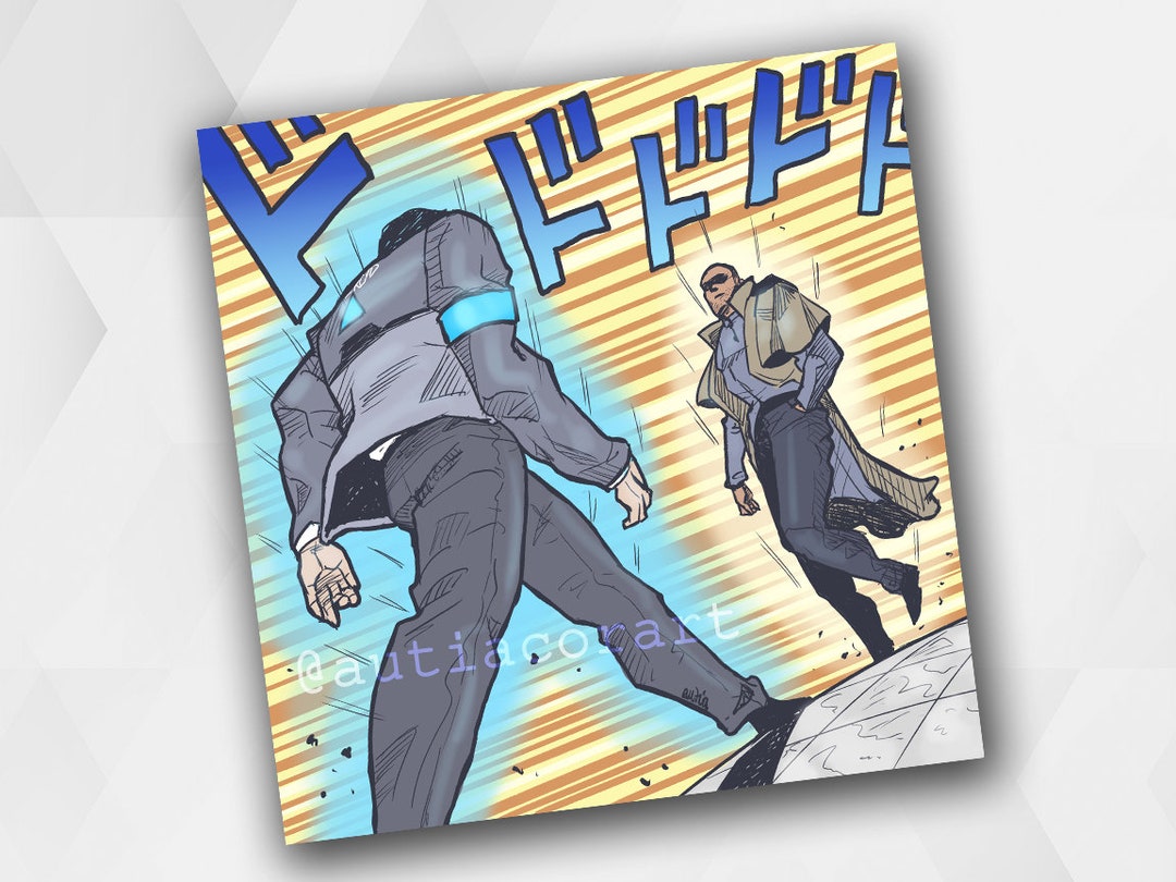 JOJO X DBH Art Print Connor Vs Markus Detroit Become Human Fanart Meme ...