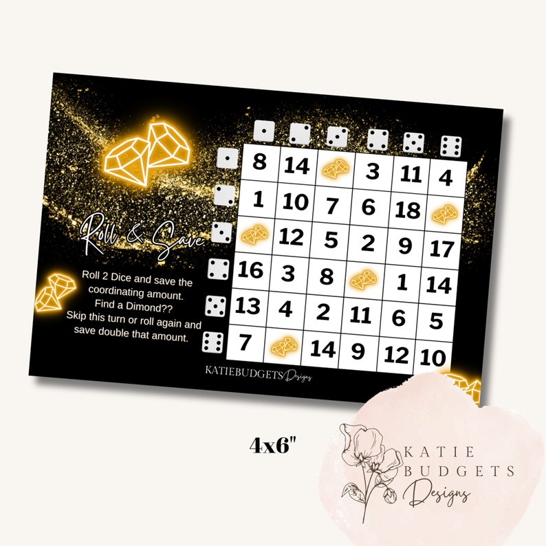 4x6 Diamond Roll & Save Savings Challenge Game Night - Etsy