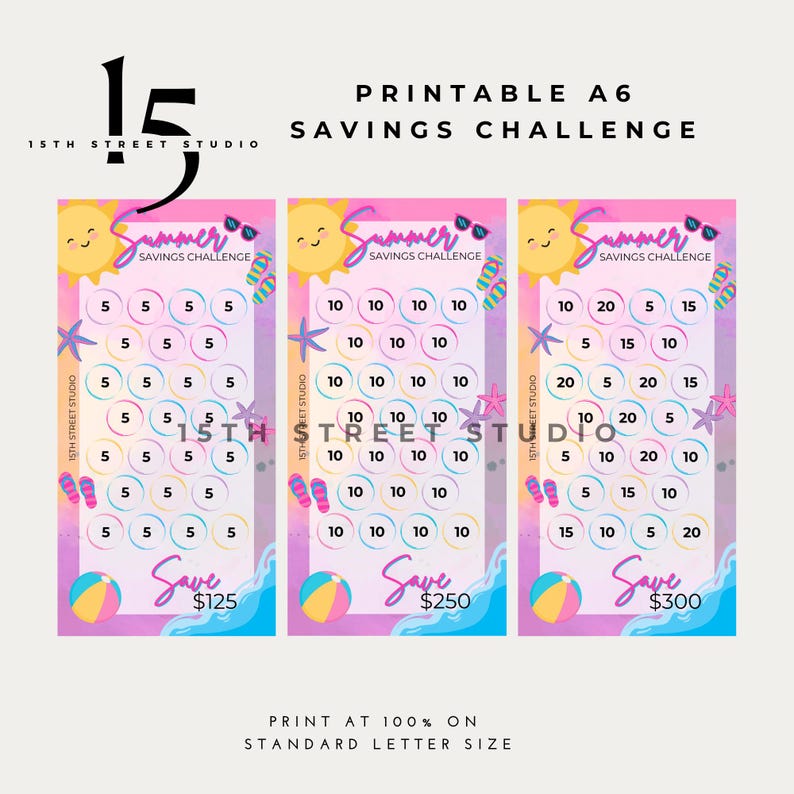 Printable Summer Savings Challenge Set of 3 - Etsy