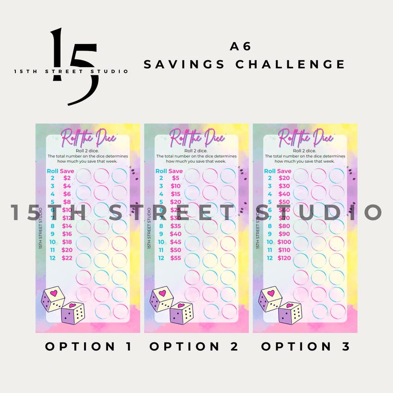 26 Week Roll the Dice - Savings Challenge - Etsy