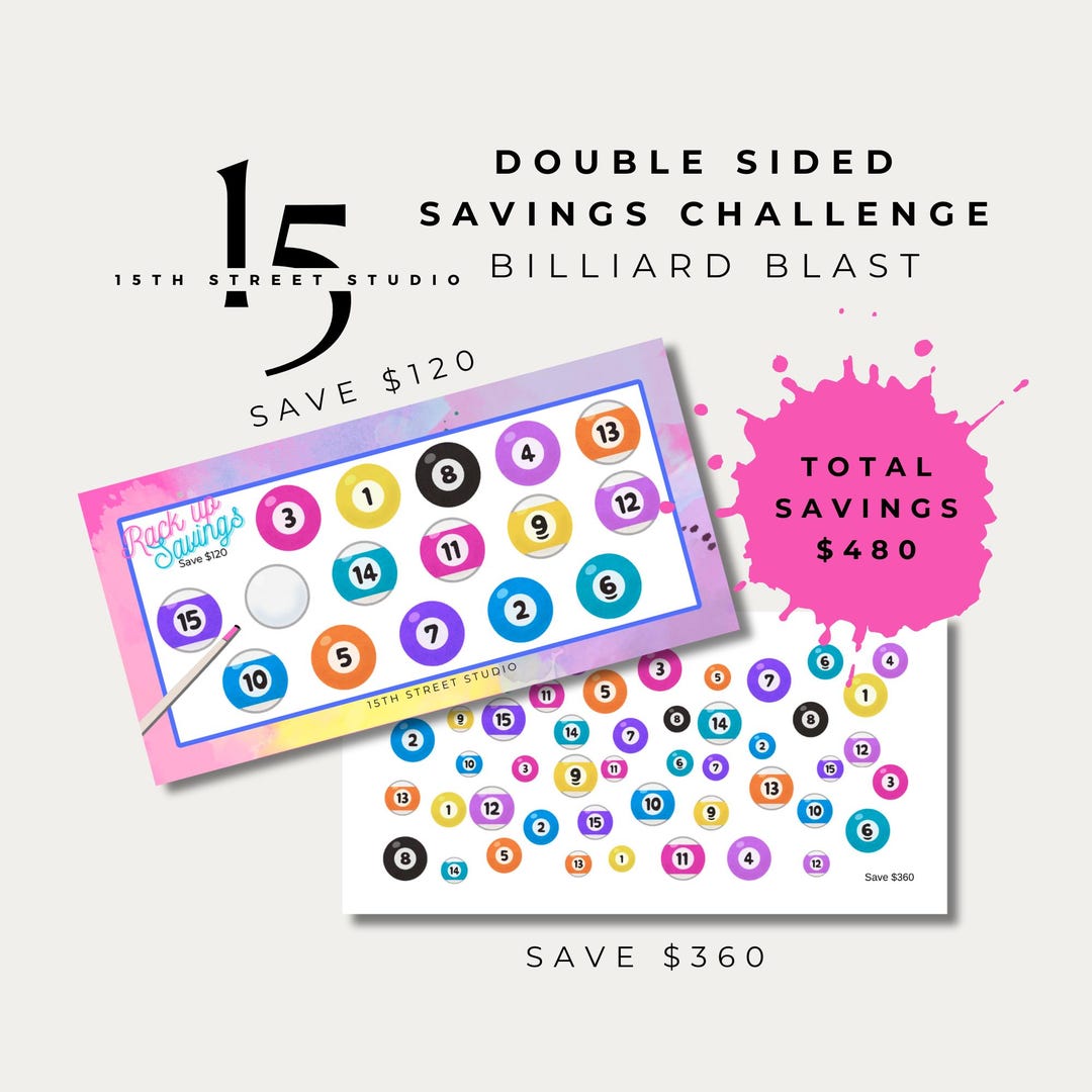 Billiard Blast | Double Sided Savings Challenge - Etsy