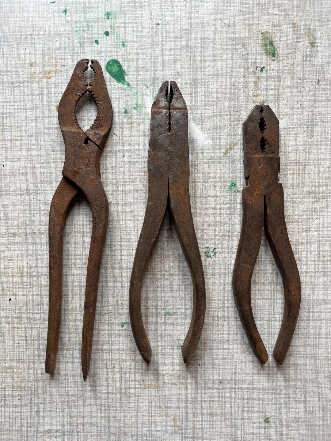 Vintage Pliers Set 1930s–1940s Antique Metal Tools Old Workshop Pliers ...