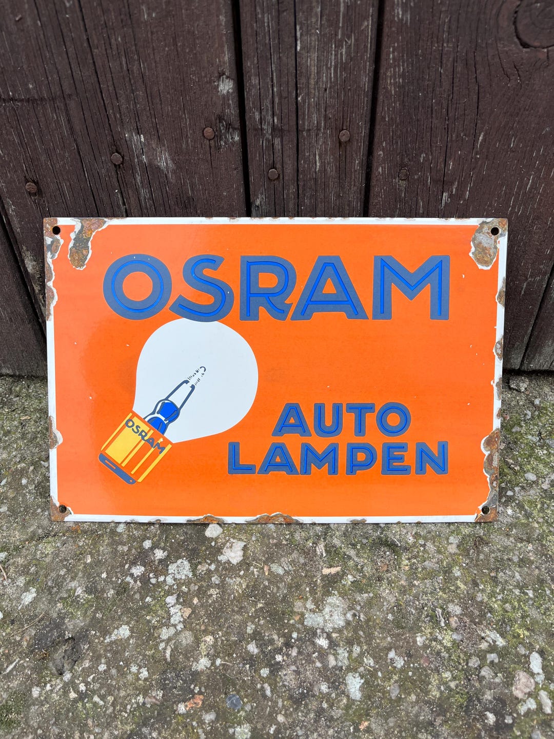 Vintage Old Osram Enamel Porcelain Sign Plaque Retro Advertising Wall ...