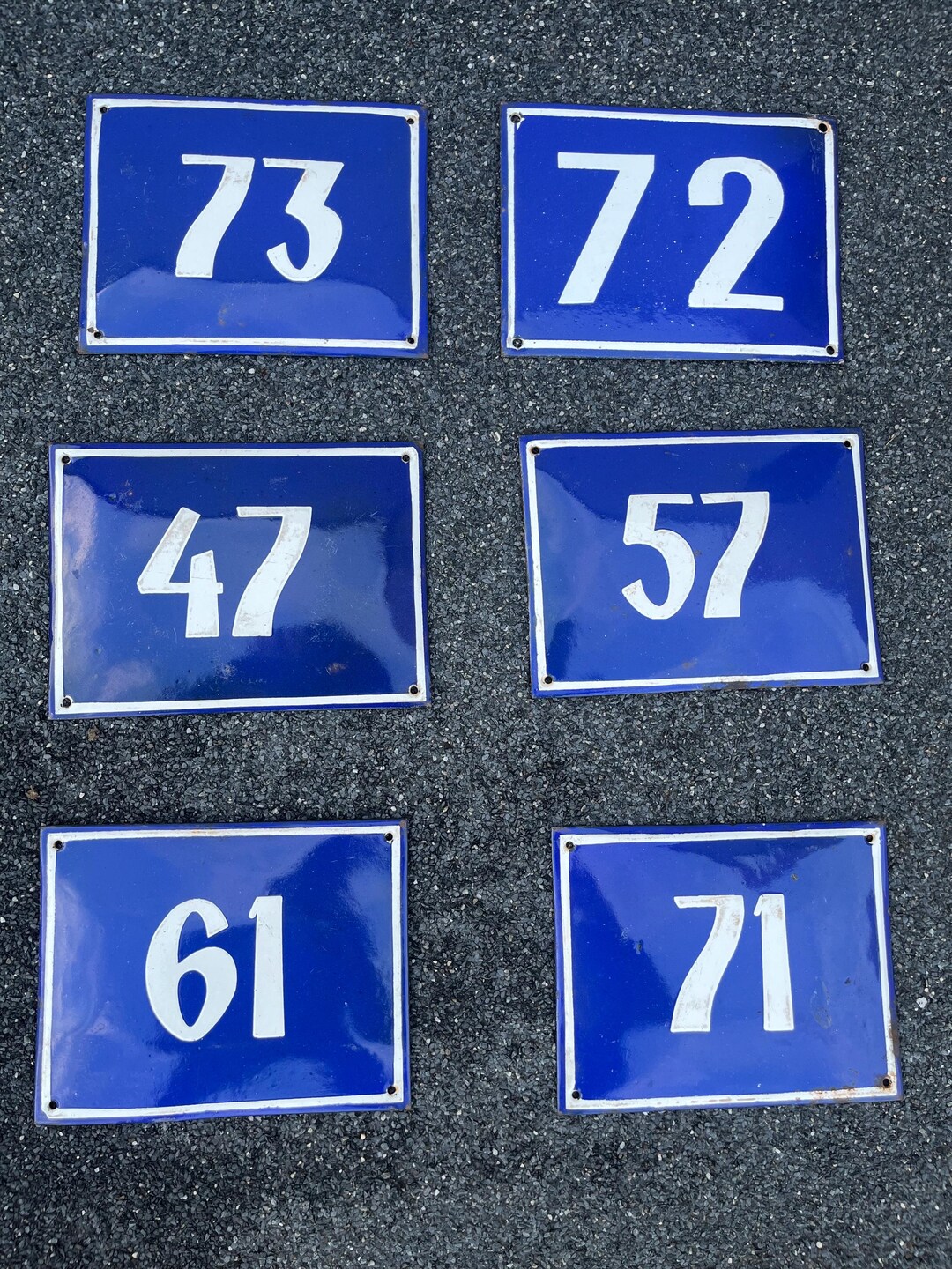 Vintage 1950s Enamel Signs Sign House Number Numbers Antique Blue 21/15 ...