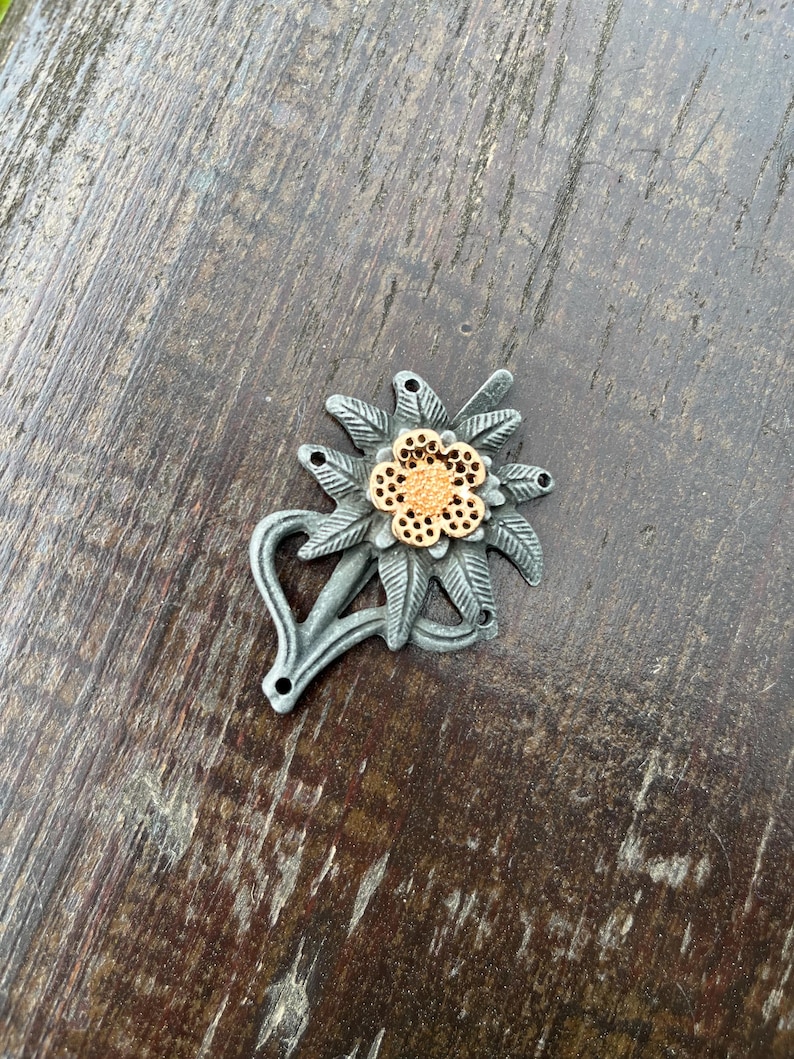 Vintage Retro German Germany Edelweiss Mountain Flower Brooch Pin Old ...