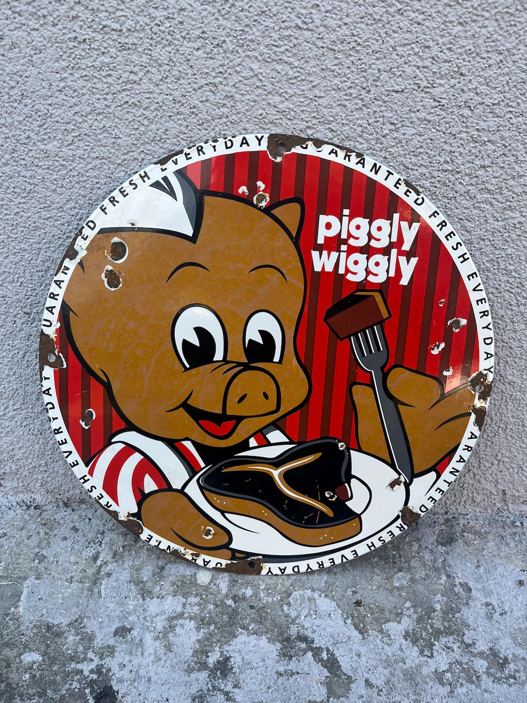 Vintage Piggly Wiggly Enamel Porcelain Sign 30 Cm - Etsy