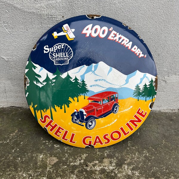 Porcelain Shell Gasoline Signs - Etsy