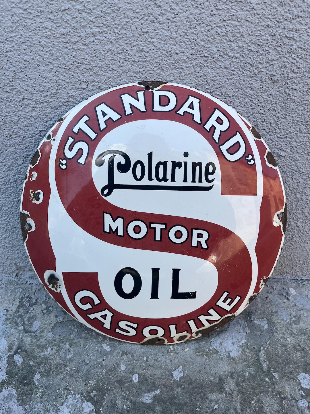 Vintage Standard Polarine Motor Oil Gasoline Enamel Porcelain Sign 30 ...