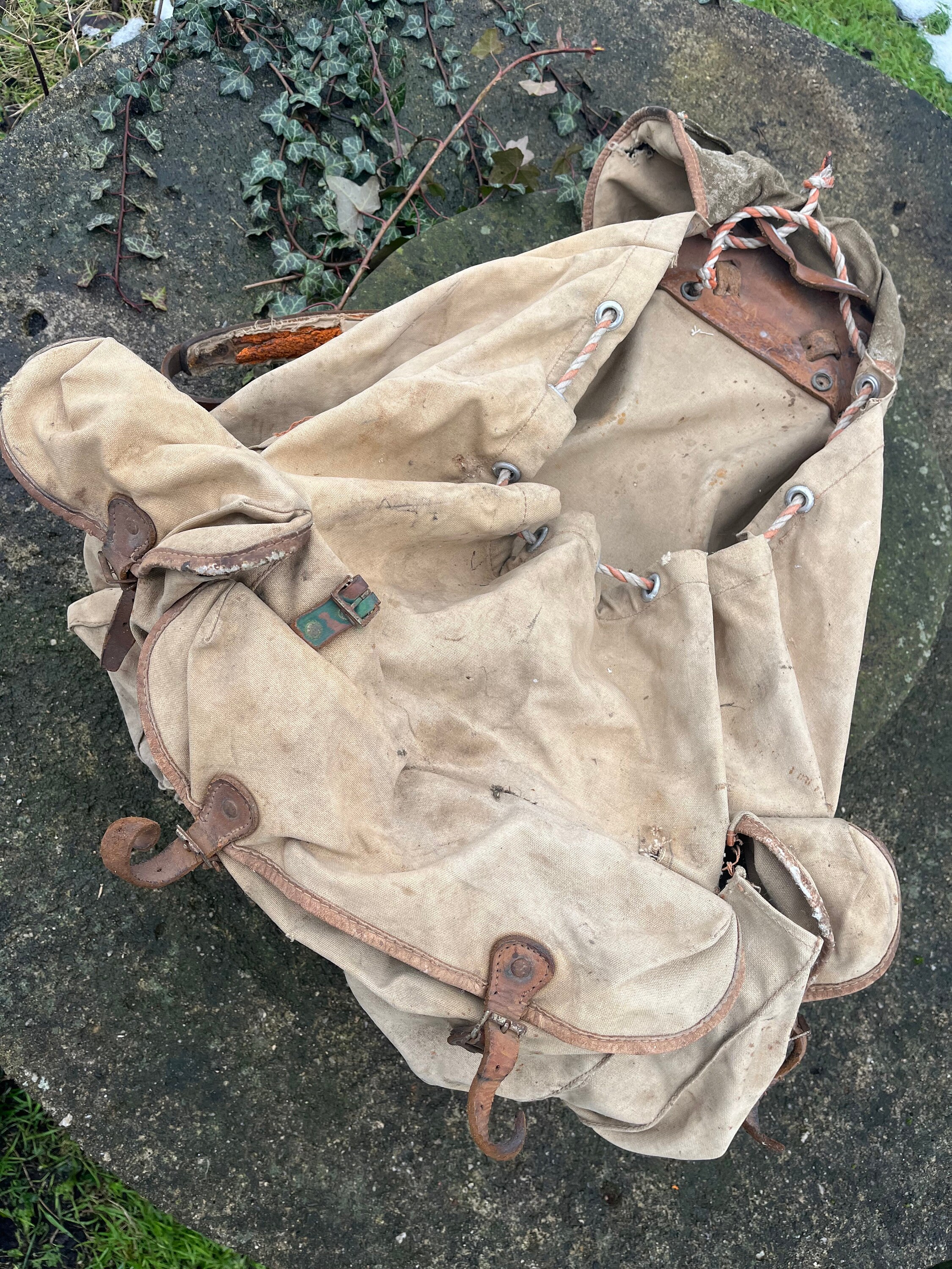 Vintage 1930s German Backpack Old Mountaineering Rucksack Leather ...
