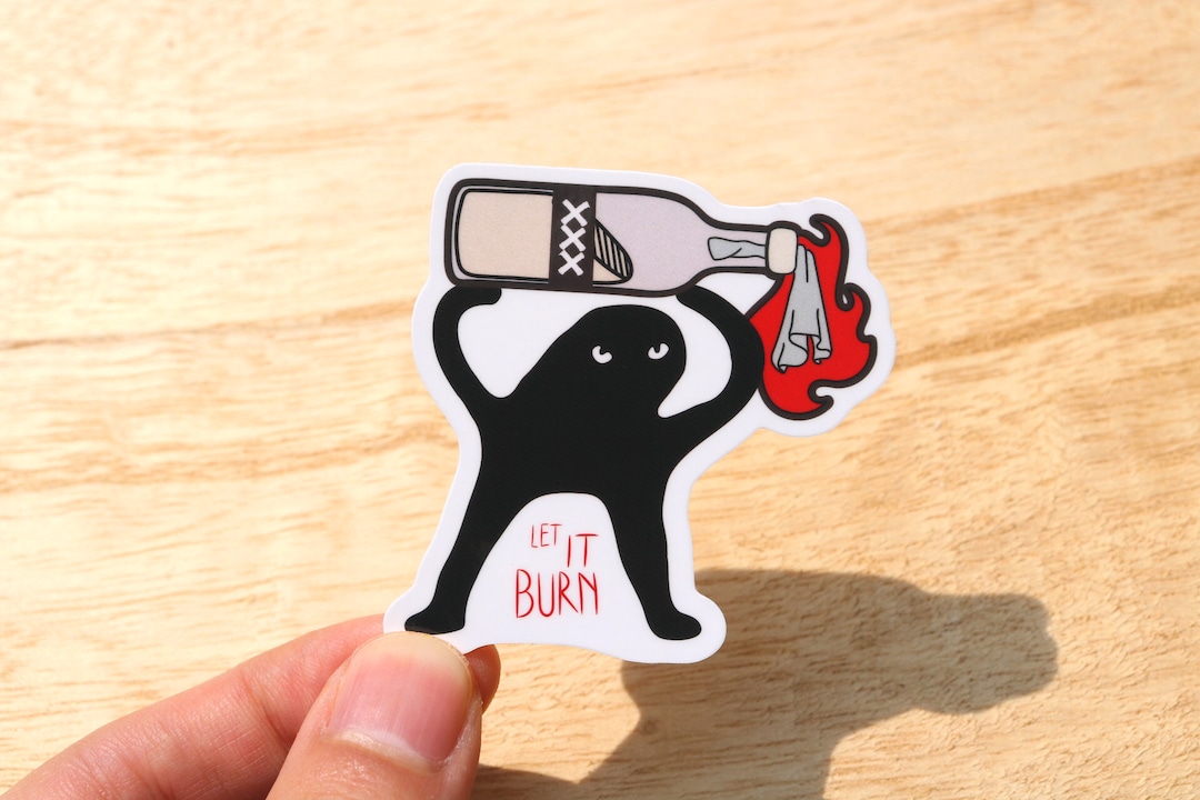 Cursed Cat Meme Stickers, Murder Cat, Chaos Danger Cat, Let It Burn ...