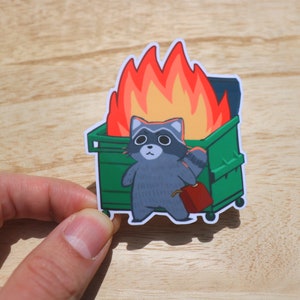 Let It Burn Raccoon Dumpster Fire, Raccoon Meme Sticker, Trash Fire ...
