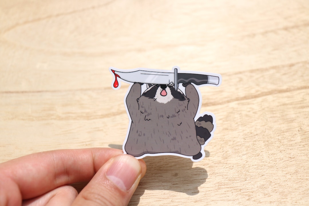 Raccoon Loves Knives, Raccoon Meme Sticker, Stabby, Raccoon Meme ...