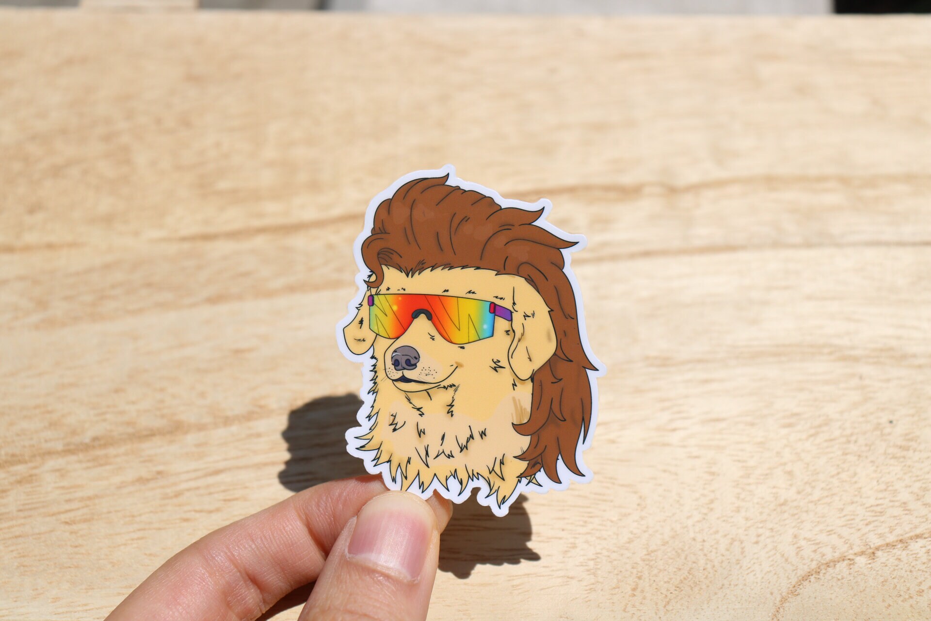 Mullet Golden Retriever With Shades Sticker, Merica Sticker, Redneck ...
