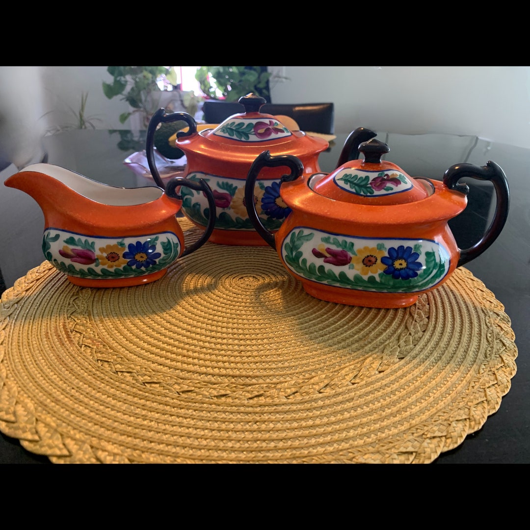 Vintage Phoenix China Cecho Slovakai Orange Set of 3 Sugar - Etsy