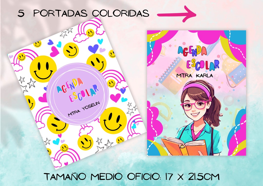 Set de portadas, portadas coloridas, portada para docentes, agenda ...