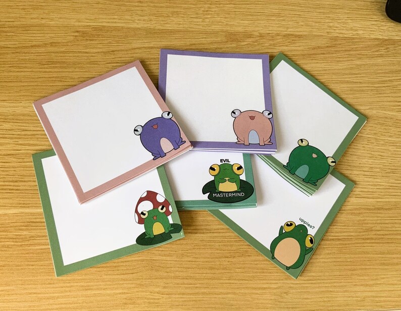 12 Cute Kawaii Froggy Downloadable Printable Digital Note Pad 1x1 Print ...