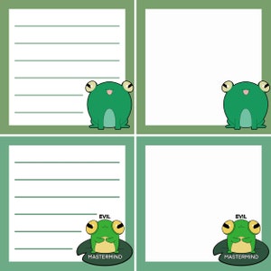 12 Cute Kawaii Froggy Downloadable Printable Digital Note Pad 1x1 Print ...