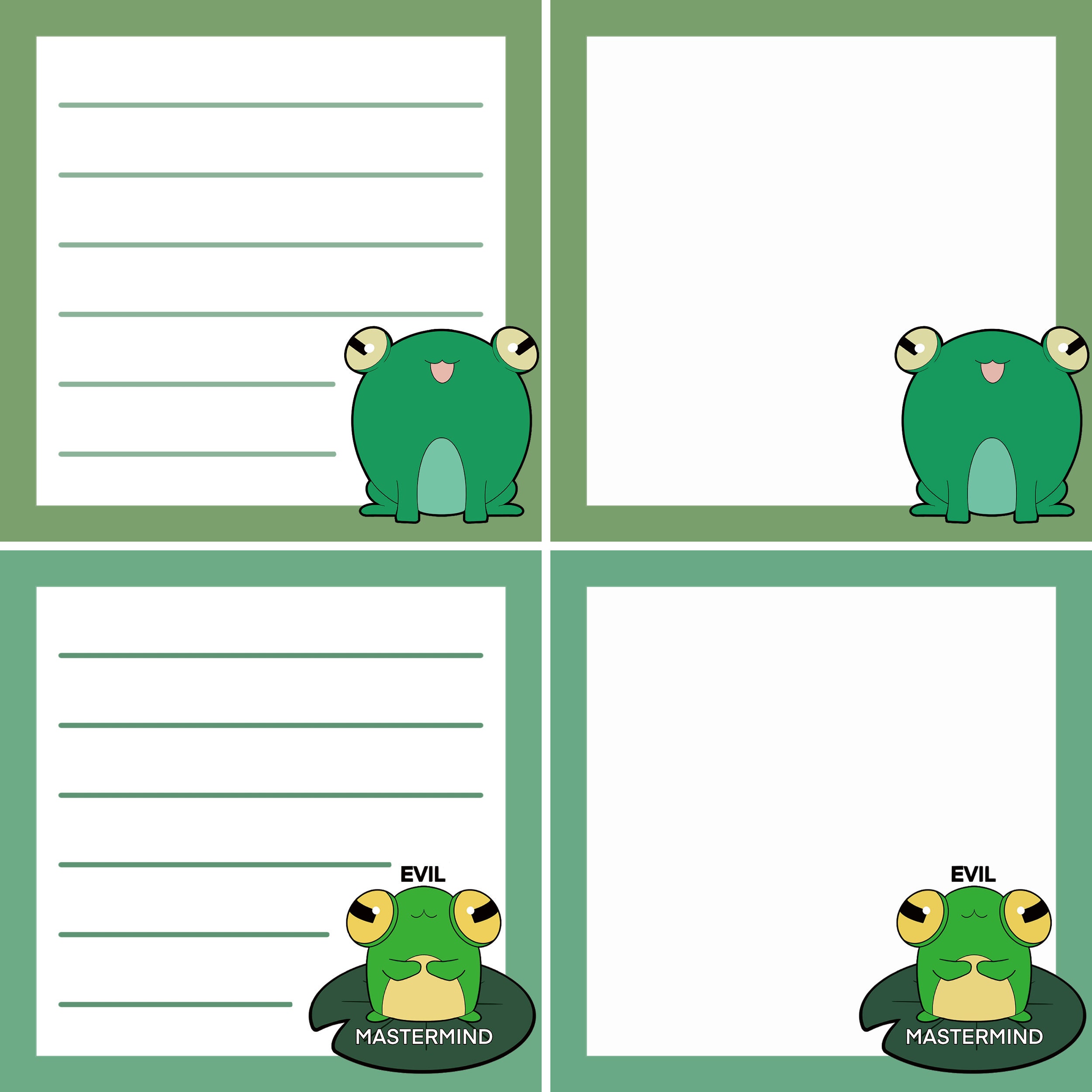 12 Cute Kawaii Froggy Downloadable Printable Digital Note Pad 1x1 Print ...