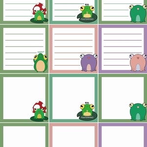 12 Cute Kawaii Froggy Downloadable Printable Digital Note Pad 1x1 Print ...