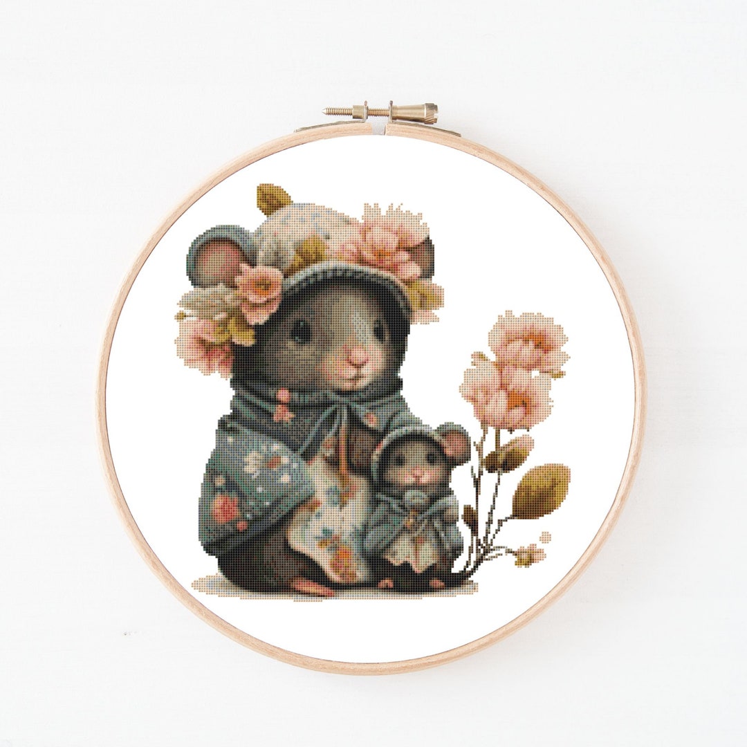 Mom and Baby Mouse Cross Stitch Pattern, Mice Digital Pattern, Counted ...