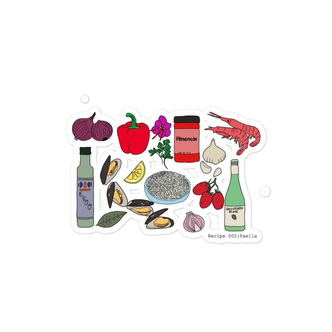 Paella Recipe Ingredients Sticker - High Opacity Vinyl - Etsy