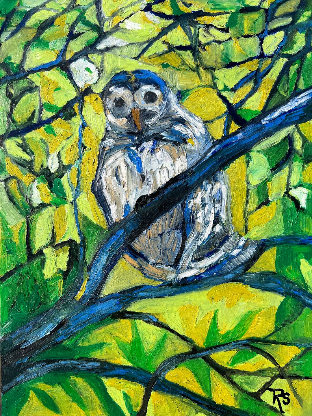 Original Owl Oil Painting Modern Bird Artwork Hand-painted Art ...