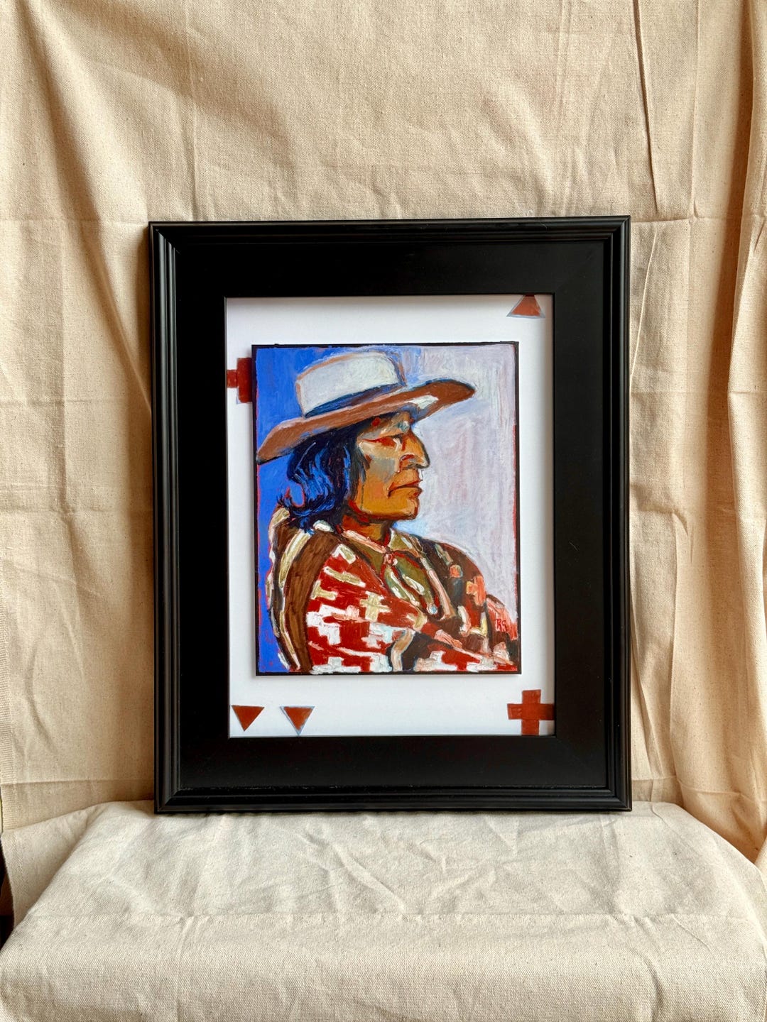 Original Native American Portrait – 12x16” Mixed Media Framed Artwork ...