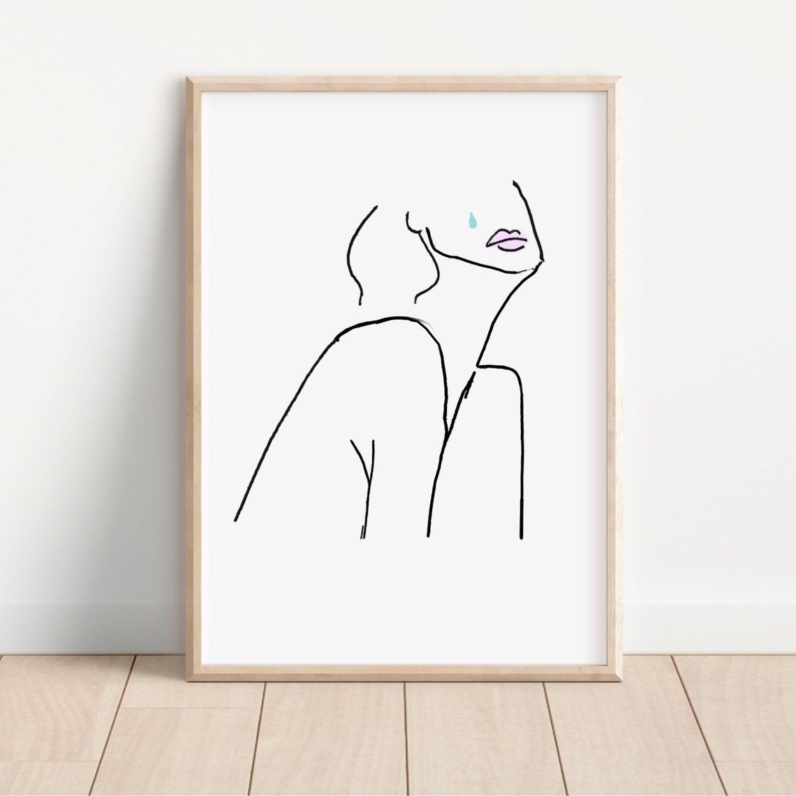 Female Body Line Art, Crying Woman One Line Art, Crying Wall Art, One ...