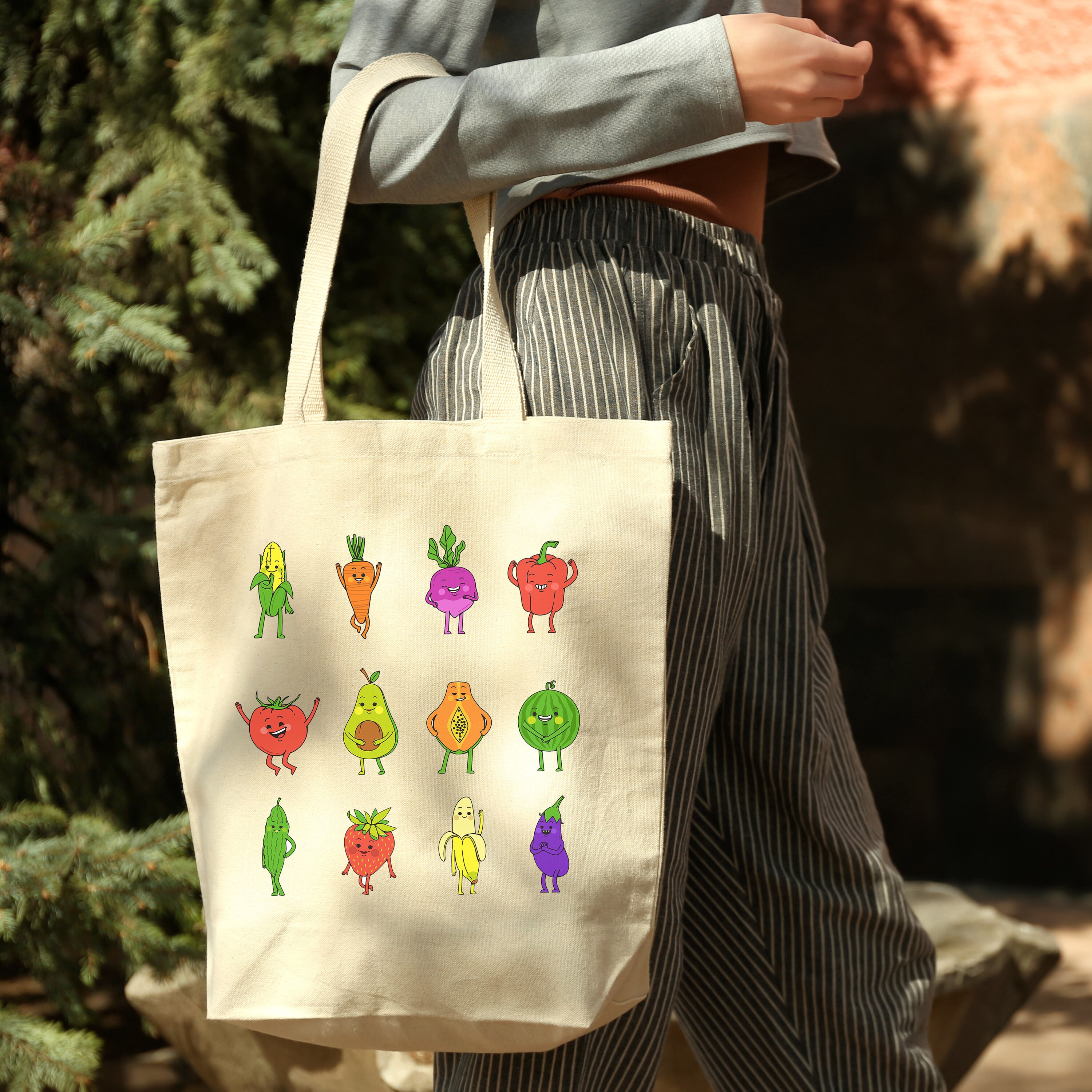 Canvas Garden Tote Bag: Cottagecore Veggie Design - Etsy